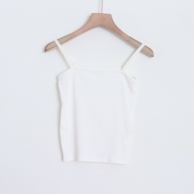 D09099日单新款好搭配方领套头有弹性女纯色简洁可调节吊带背心