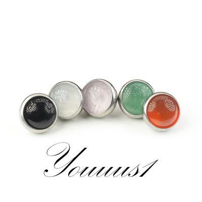 低奢极窄包边天然石耳钉热销