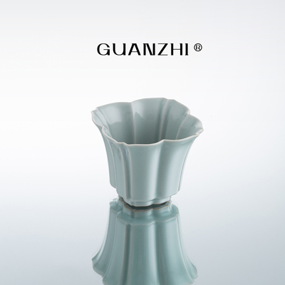 观止汝窑花瓣杯家用高档陶瓷茶杯