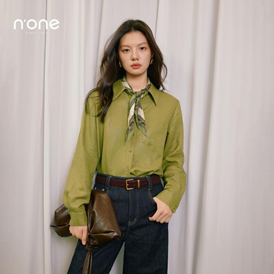 none宽松休闲百搭丝巾衬衫