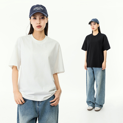 MANNSTU 2025年夏季基础款纯色百搭黑白色圆领短袖T恤男女款半袖