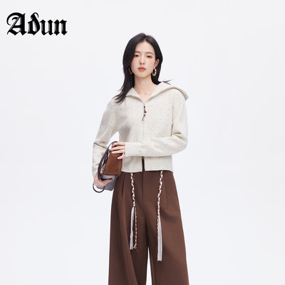 Abun 气质百搭春秋上衣2026新款100%全羊毛针织外套