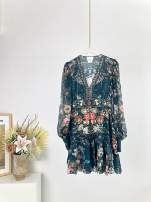 2024年春夏新款 Camilla真丝印花长袖连衣裙