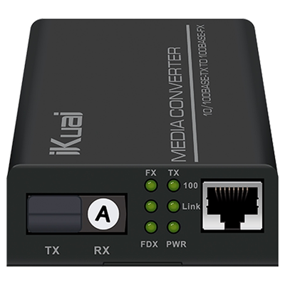 爱快光纤收发器百兆单模单纤iKuai光电转换器一光口一电口拍下发一对/即插即用/传输距离20km SF210-20