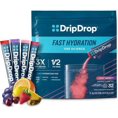 美国洛杉矶直邮DripDrop电解质粉末饮料混合包葡萄草莓柠檬水樱桃