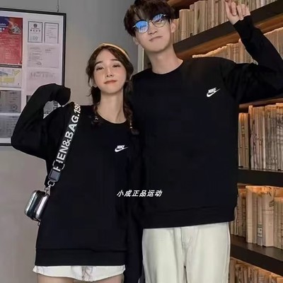 耐克男打底纯色加绒保暖套头卫衣