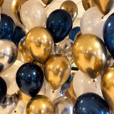 20pcs Navy Blue Metal Gold Silver Balloons Pearl White latex