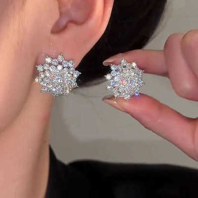 爆闪锆石耳钉高级感潮精致轻奢女