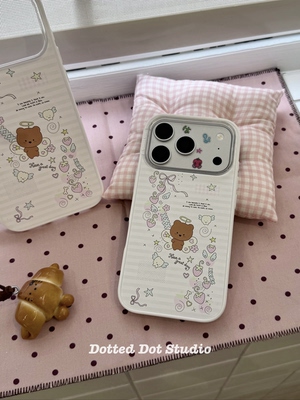 Dotted Dot手绘ins风少女天使小熊治愈手绘适用iphone18promax苹果17手机壳原创全包小众韩女可爱