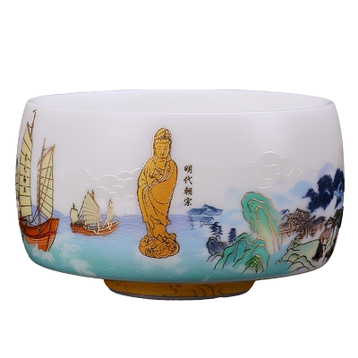 徐建勇瓷都印象杯陶瓷羊脂玉冰种高端茶杯主人杯单杯功夫茶杯品茗