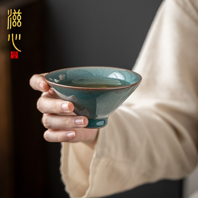 滋心堂 叶金塔蓝冰花主人杯高端手主人杯单杯功夫茶杯品茗茶盏