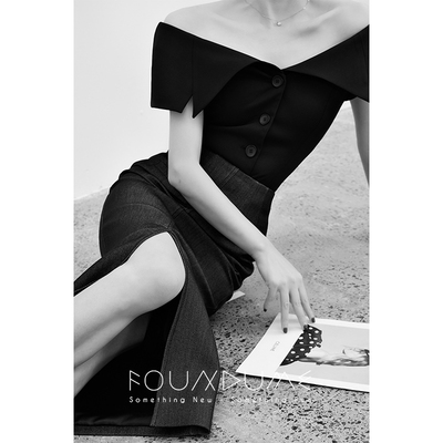 Foundume 原创设计感日本JIN口燕尾翻戗驳加宽翻领无袖短上衣女