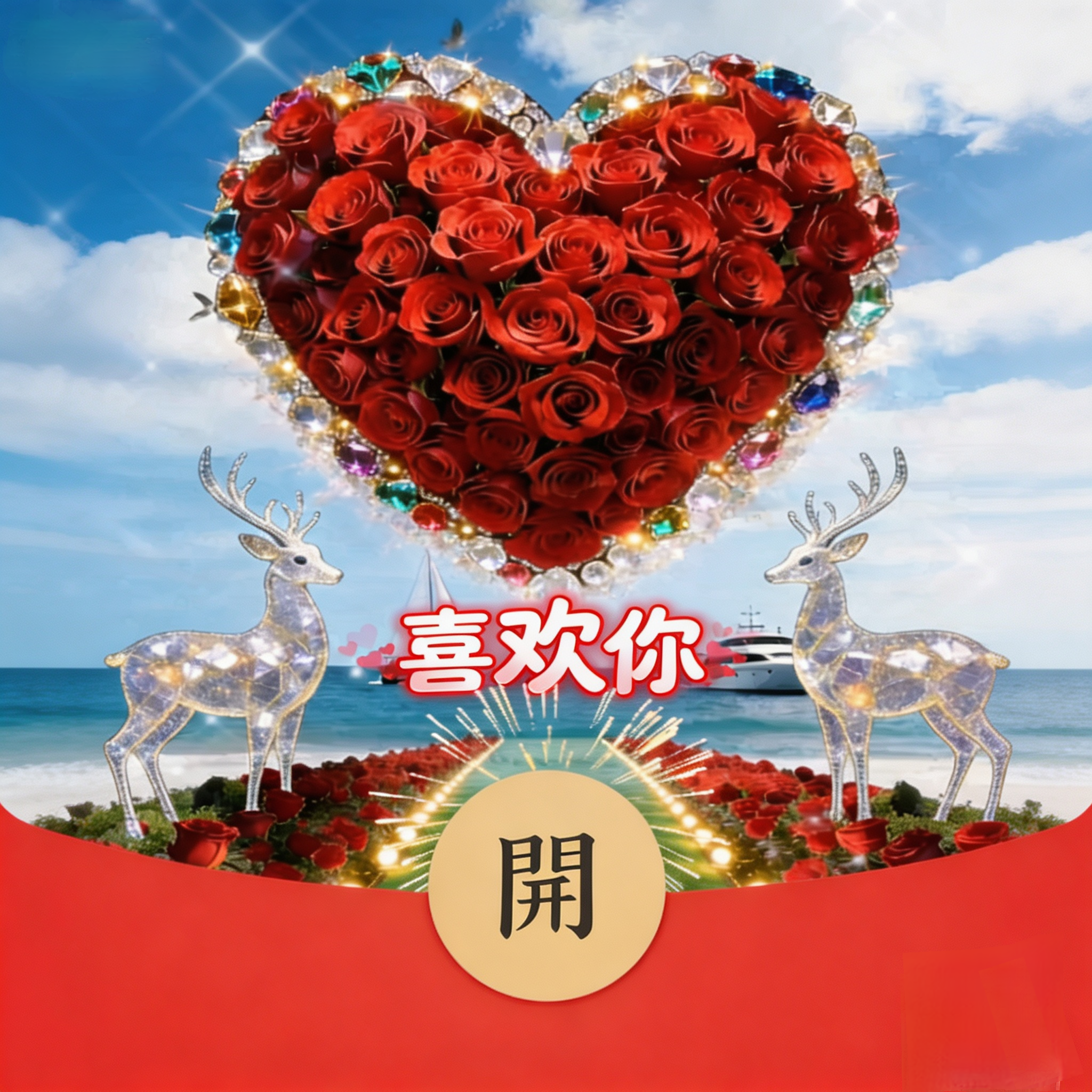 新款喜欢你/一到十表白浪漫微信动态红包封面/音乐直到遇见了你