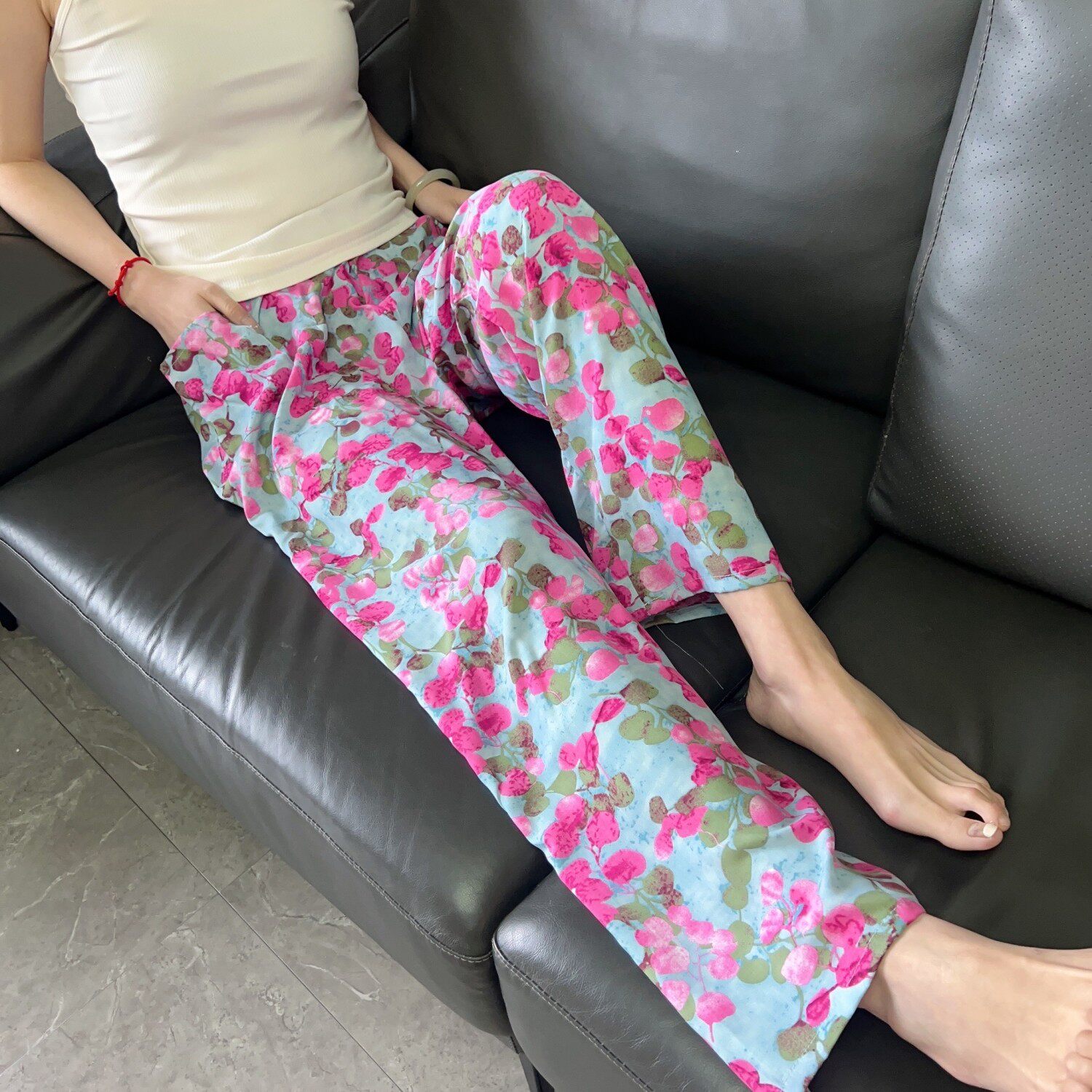 夏季防蚊裤大人女裤子阔腿灯笼裤宽松薄款棉绸大码休闲裤沙滩长裤