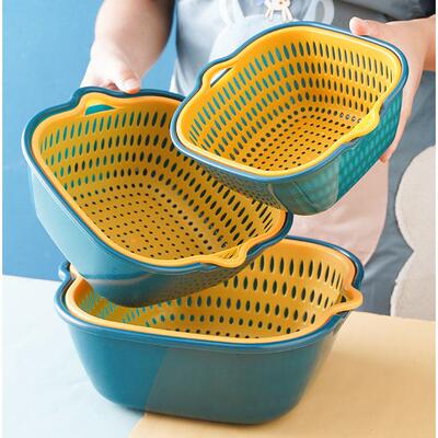 Multifunctional Fruit and Vegetable Basin Kitchen Color-Bloc