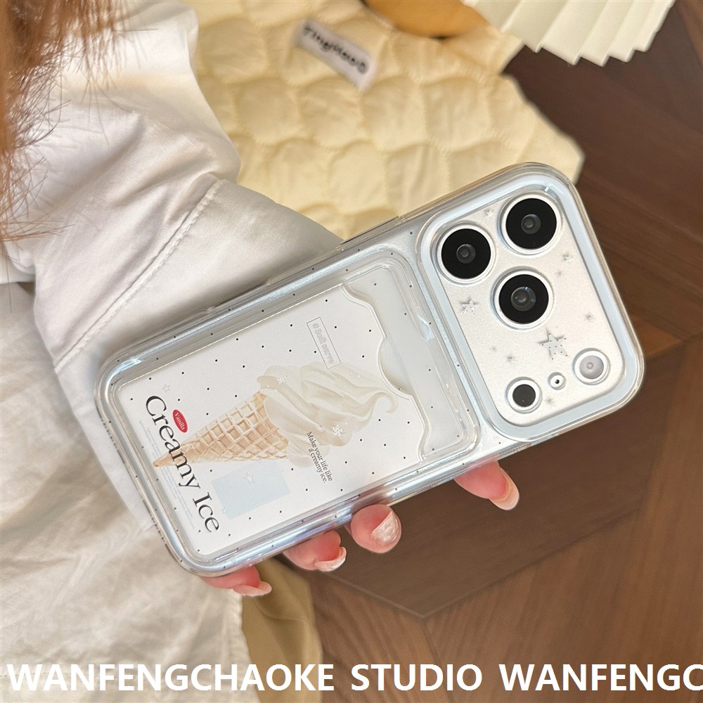 原创ins风冰淇淋卡包适用iphone17pro max苹果16透明插卡软手机包