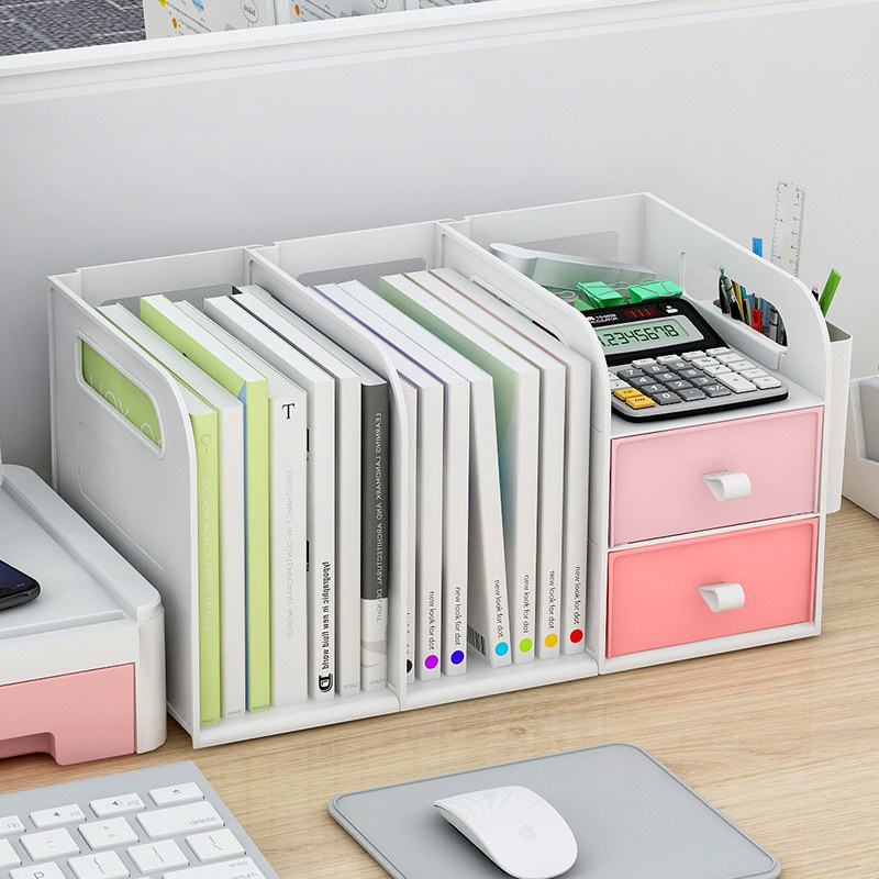 桌面书架收纳盒学生书本收纳架文具整理盒学习桌上的置物架课本架_虎窝淘