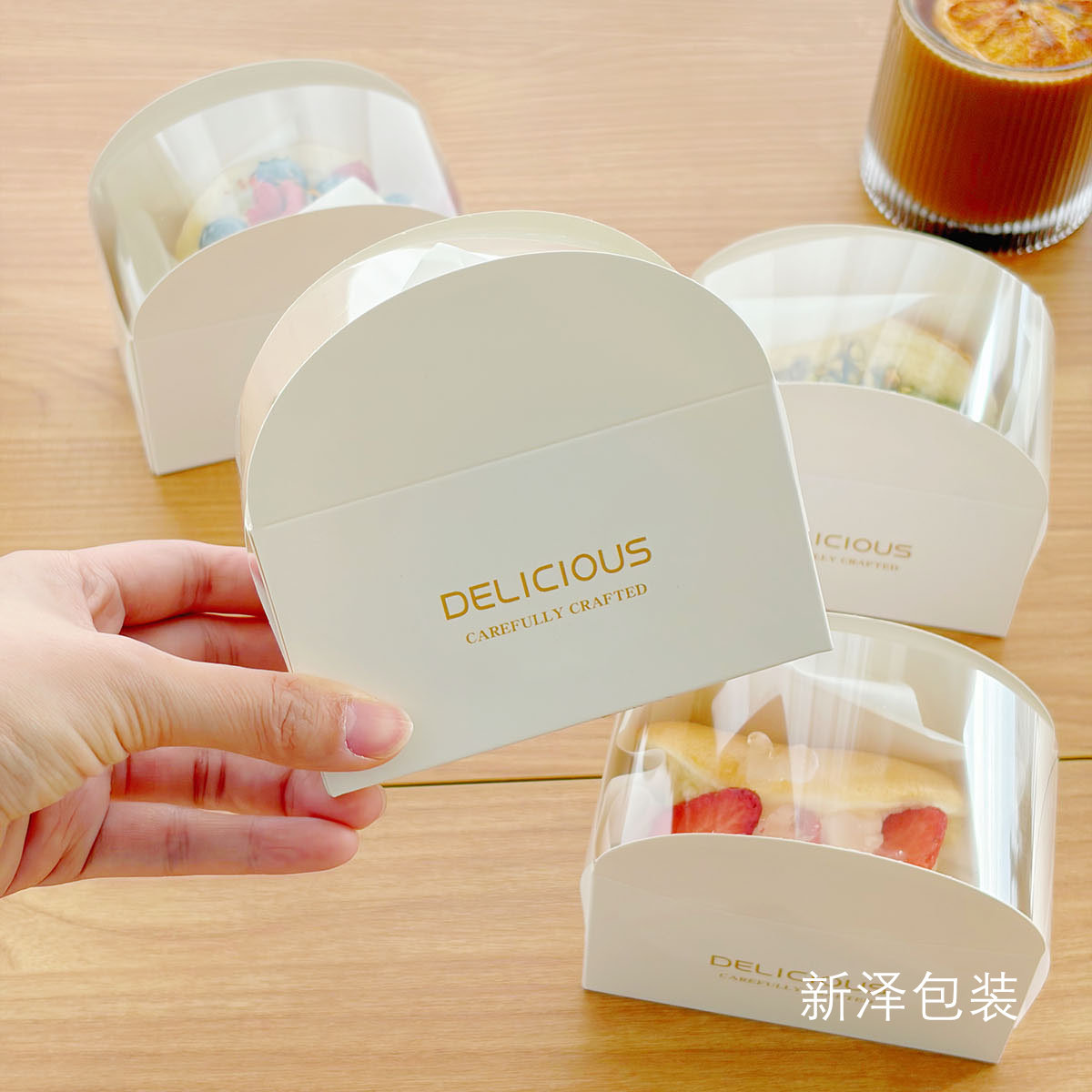 舒芙蕾铜锣烧甜甜圈打包盒冰包西点多拿滋透明烘焙点心纸盒包装袋