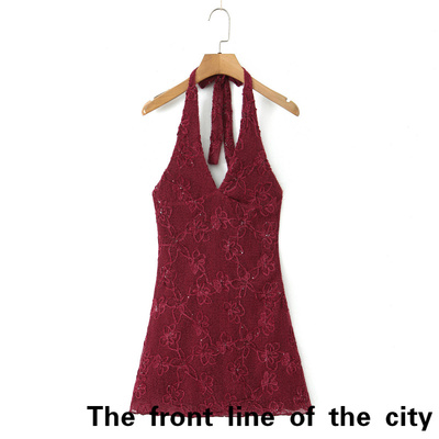 PrintedneckhangingV-neckvacati