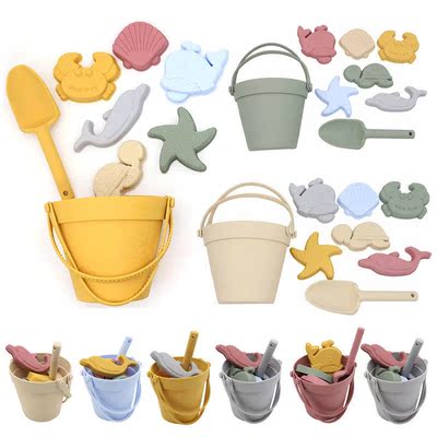 8Pcs Summer Beach Toys for Kids Soft Silicone Sandbox Set Be