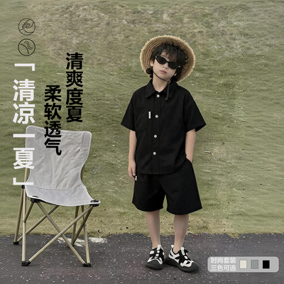 【肖恩专享】【顾奈】夏款儿童轻薄透气亚麻凉感棉麻套装TZ003