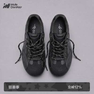 多嘴驴Donkey黑色休闲百搭德训鞋