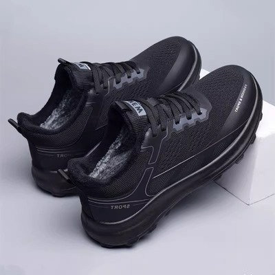 透气轻便老爹男鞋网布加绒棉鞋