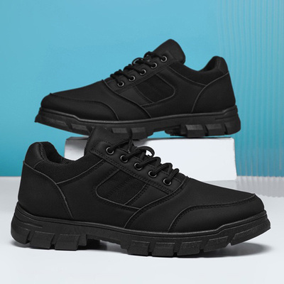 黑色工作鞋工装百搭舒适厚底男鞋
