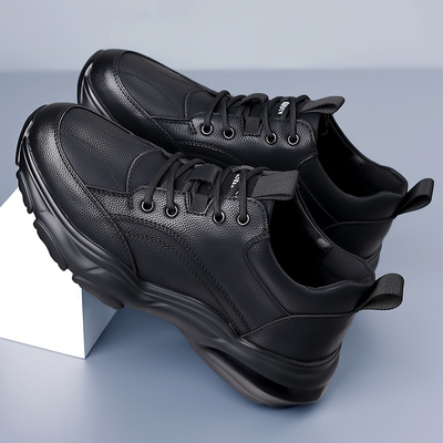 干活软底厚底软皮面运动休闲男鞋