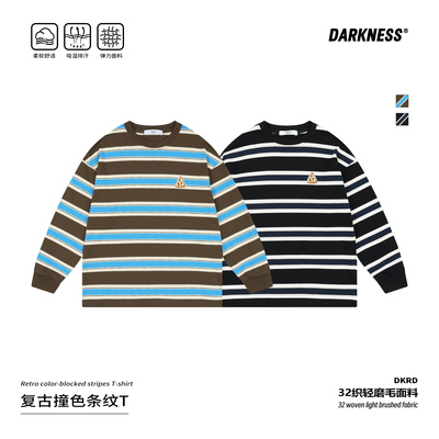 DK童装2025日系儿童复古条纹长袖