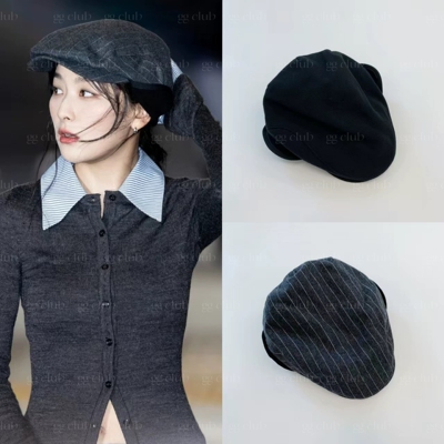 韩国yy复古条纹护耳帽女秋冬