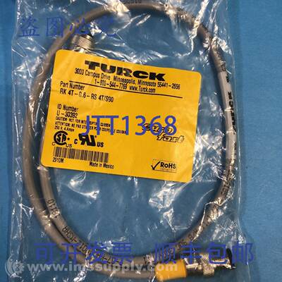 原装供应Turck RK4T-0.6-RS4T/S90 M12 Eurofast 线组直型，0.6M