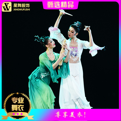 古典舞青蛇白蛇女子双人舞雨后飘逸伞舞艺考舞蹈舞台演出服装服饰