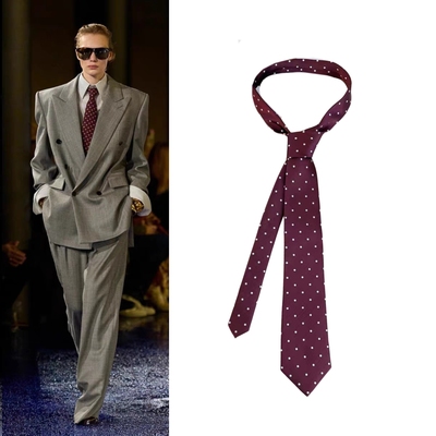 围觅复古波点领带手打红色蓝色高级感圆点领带时髦老钱风