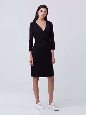 美国代购 DVF黑色经典裹身连衣裙 428美金