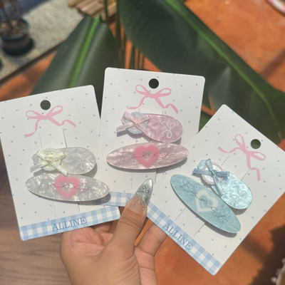 爱心蝴蝶结珠光感度假风