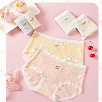 秘语miieoo春夏新款女士内裤62004中腰性感蕾丝边三角底裤3条装