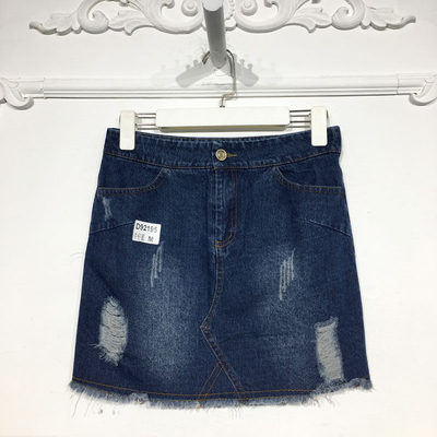 潮系列 D92195 时尚牛仔短裙品牌女装折扣颦薪