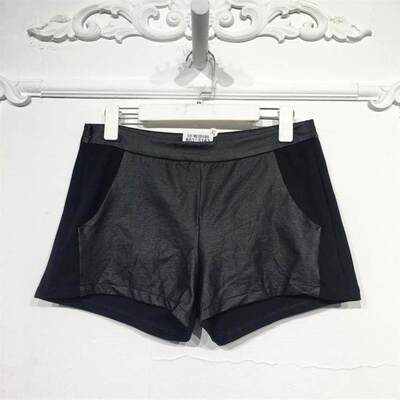 浪漫YS系列 8035S163 时尚pu毛呢拼接短裤品牌女装折扣颦薪