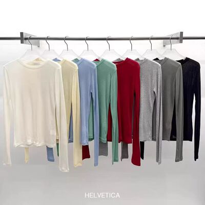 helvetica舒适修身显瘦长袖T恤