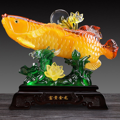 招财金龙鱼摆件朋友店铺开业收银台前台家居客厅酒柜装饰品工艺品