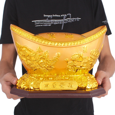 大金元宝招财摆件聚宝盆客厅创意家居风水开业装饰存钱罐工艺礼品