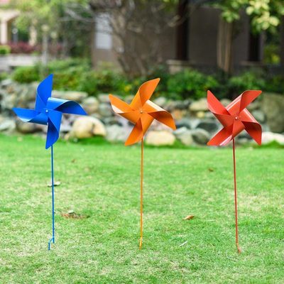 户外铁艺旋转风车摆件花园造景庭院装饰草坪插件金属工艺品大风车