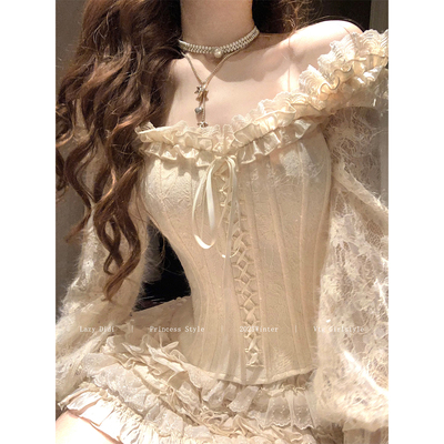 Lazy Didi古典礼赞 冬季美学320g双面绒鱼骨胸衣蕾丝复古重工半裙