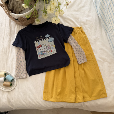 泡塔·26春~卡通印花假两件T恤86710