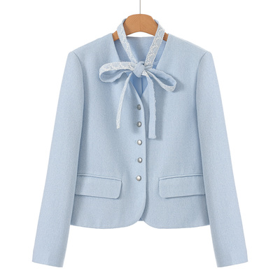 359 50%粘胶【佑】春装*绍 勾花丝带V领小香风短外套031