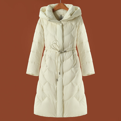 1269西湖阁老【卡拉】冬装 腰绳系带松紧束口袖连帽羽绒服120