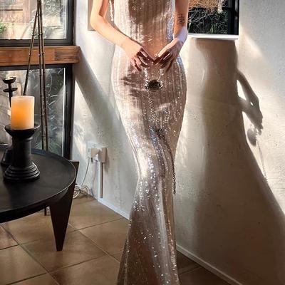 大码女装法式高级感吊带礼服裙