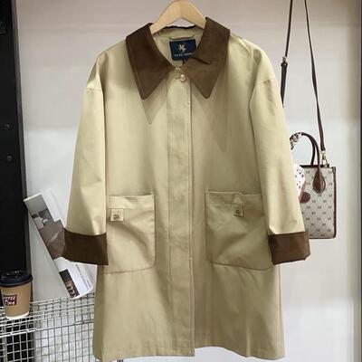 保罗彼得女士中长款风衣翻领复古