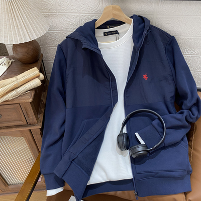 保罗彼得专柜正品男士连帽拼接款卫衣外套简约舒适加绒NAEDJ00240